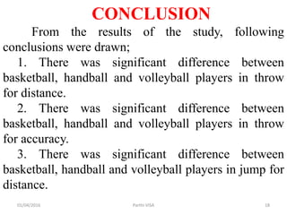 ANALYSIS OF GROSS MOTOR SKILLS AMONG BASKETBALL HANDBALL AND VOLLEYBALL ...