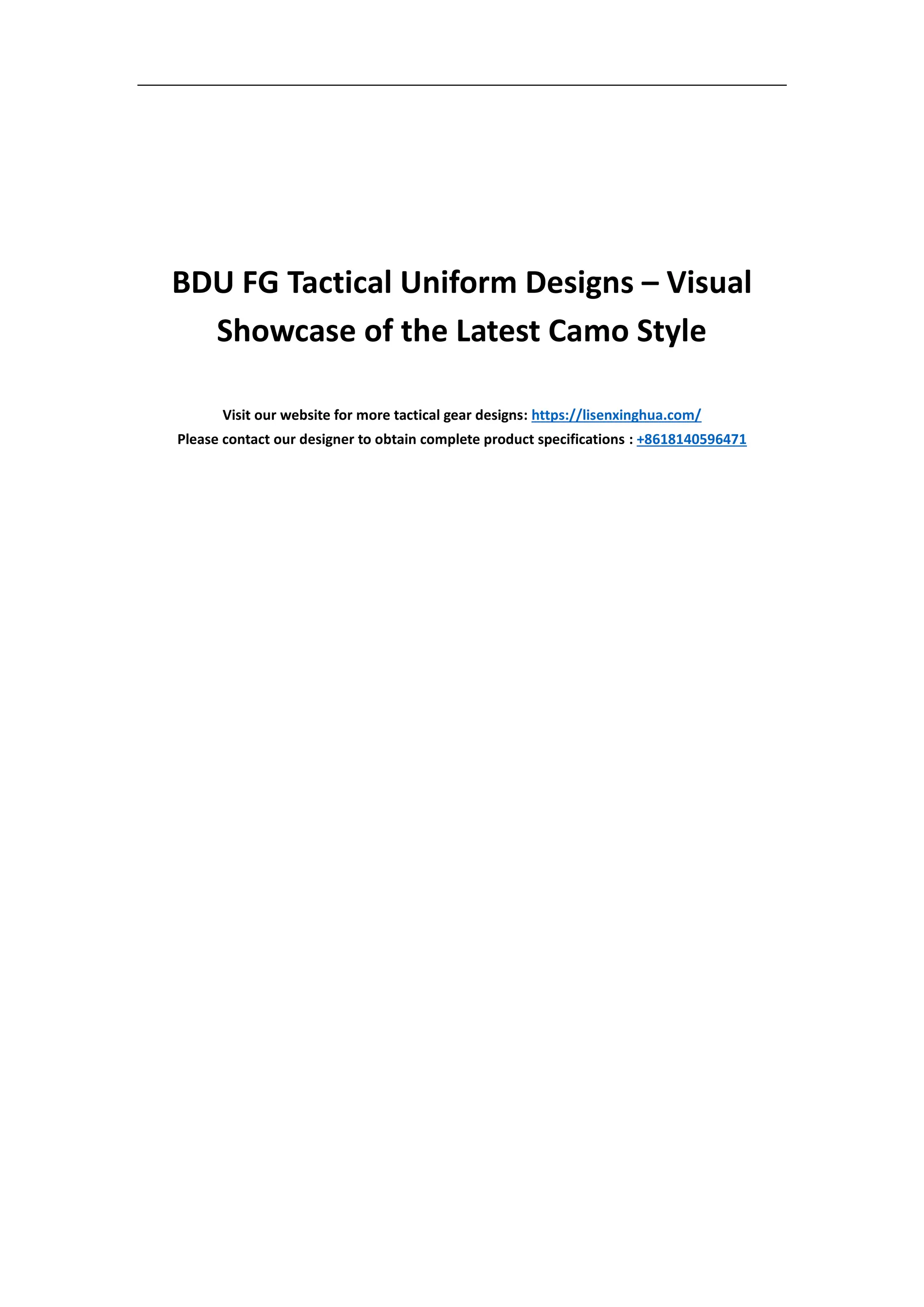 BDU FG Tactical Uniform: Rugged Reliable | PDF