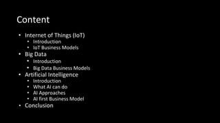 Artificial Intelligence, IoT and BigData for Driving Innovation | PPT