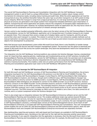 Creating Value with SAP BusinessObjects Planning and Consolidation, version for SAP NetWeaver | PDF