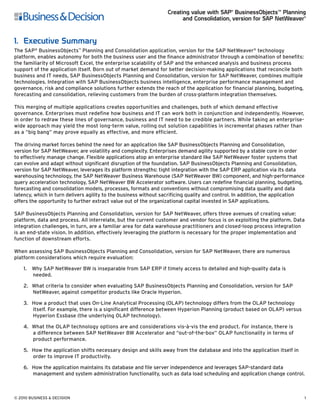 Creating Value with SAP BusinessObjects Planning and Consolidation ...