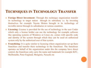 Import of Technology and Technology Transfer | PPTX