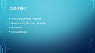 Summing Amplifer | PPTX | Computer Networking | Computing