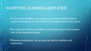 Summing Amplifer | PPTX | Computer Networking | Computing