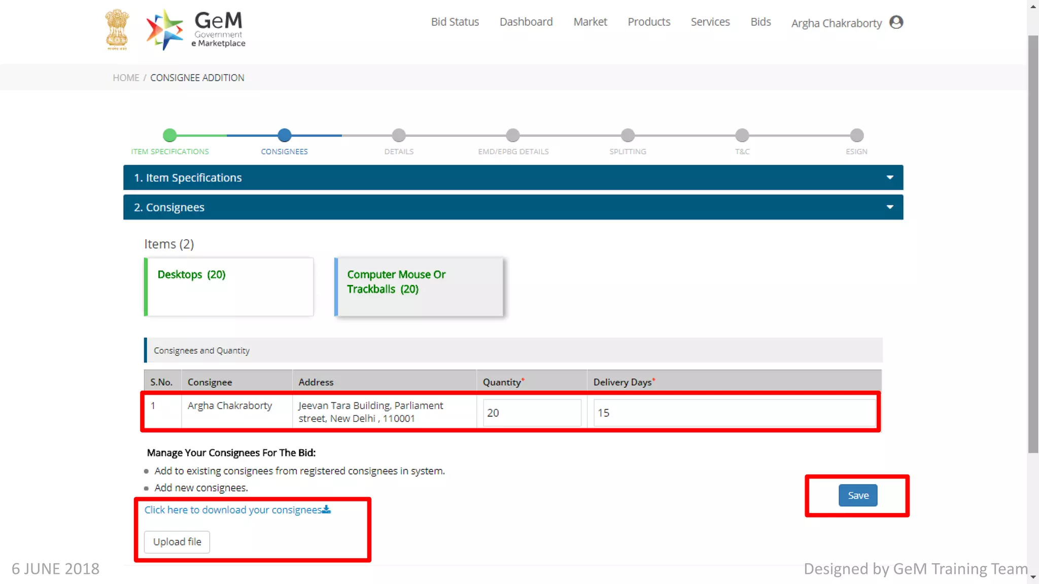 Buyer Module GeM 3.0- Bunch Bid Creation(Product) | PDF