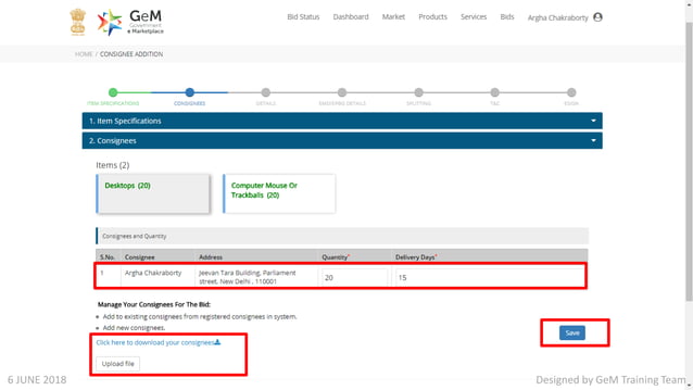 Buyer Module GeM 3.0- Bunch Bid Creation(Product) | PDF