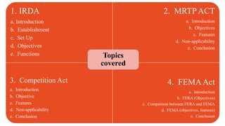 IRDA,FEMA, FERA, MRTP and Competition Act | PPTX