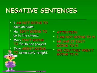 be going to for future tense examples and some ideas. | PPT