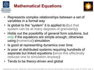 Integrating Microsimulation, Mathematics, and Network Models Using ABM – prospects and issues | PPTX