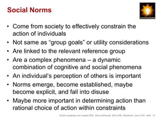 Social complexity and coupled Socio-Ecological Systems | PPTX
