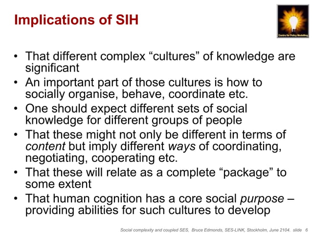 Social complexity and coupled Socio-Ecological Systems | PPT