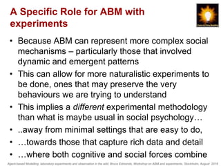 Agent-based modelling, laboratory experiments, and observation in the wild | PPTX | Artificial ...