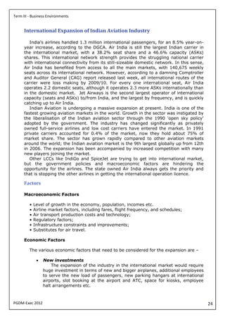 Business Environment - The Aviation Industry - An Environment Factor ...