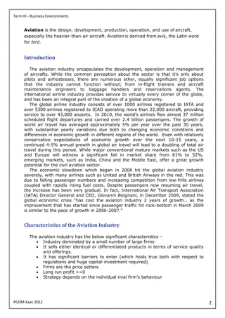 Business Environment - The Aviation Industry - An Environment Factor ...