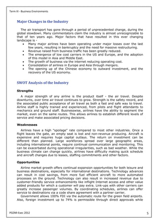 Business Environment - The Aviation Industry - An Environment Factor ...