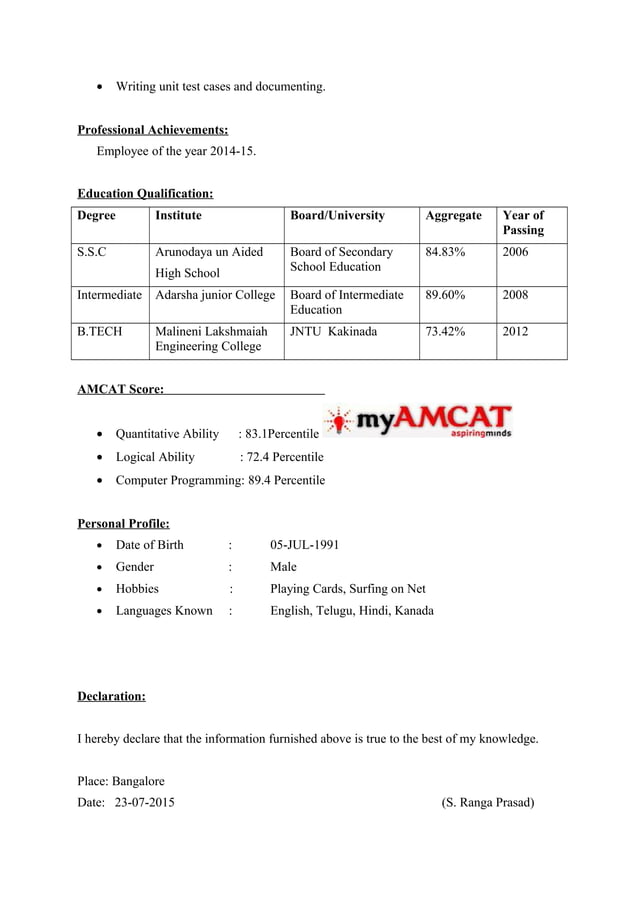 Resume_Ranga_Prasad_2.7Exp_Oracle SQL PLSQL | DOC | Databases | Computer Software and Applications