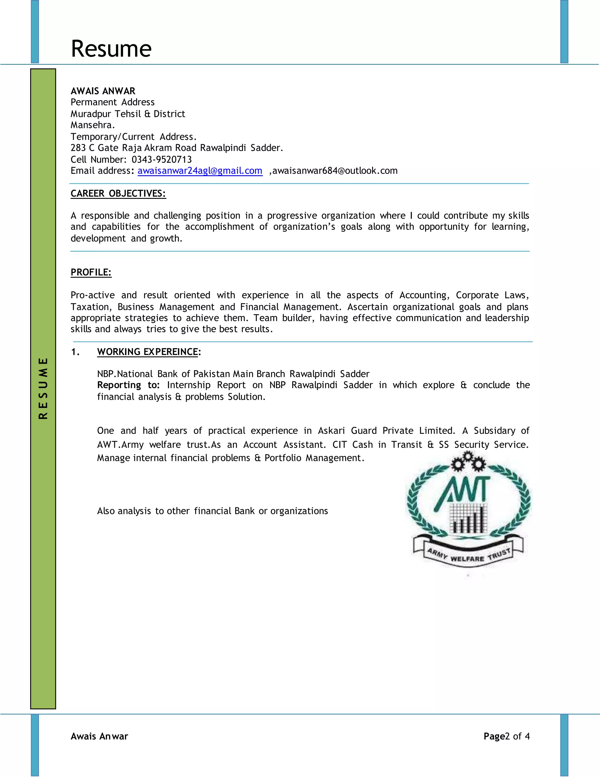 Awais Anwar CV | DOCX