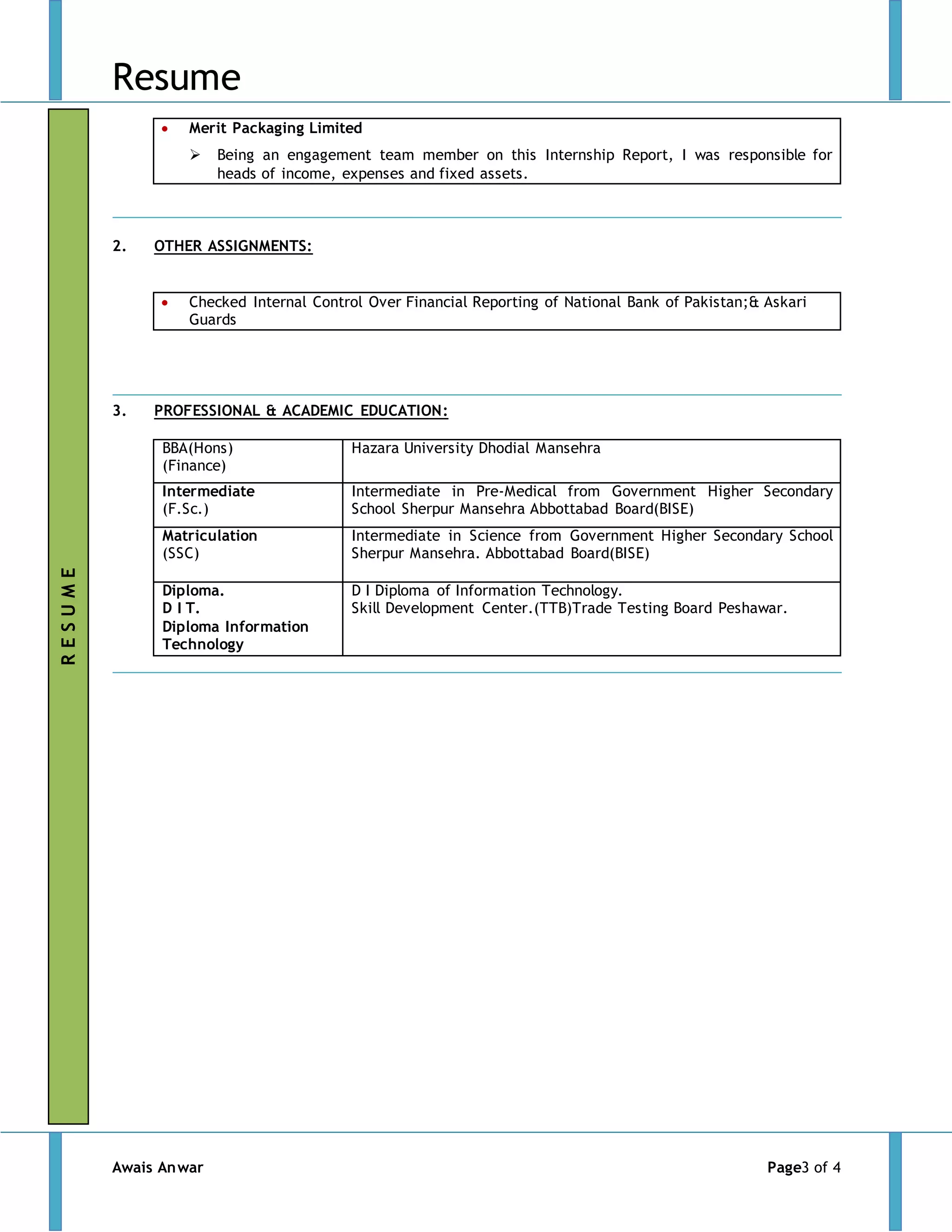 Awais Anwar CV | DOCX