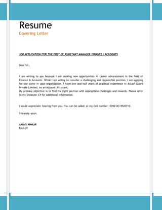 Awais Anwar CV | DOCX