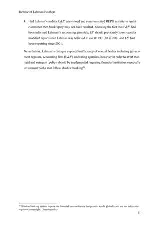 Demise of Lehman Brothers | PDF