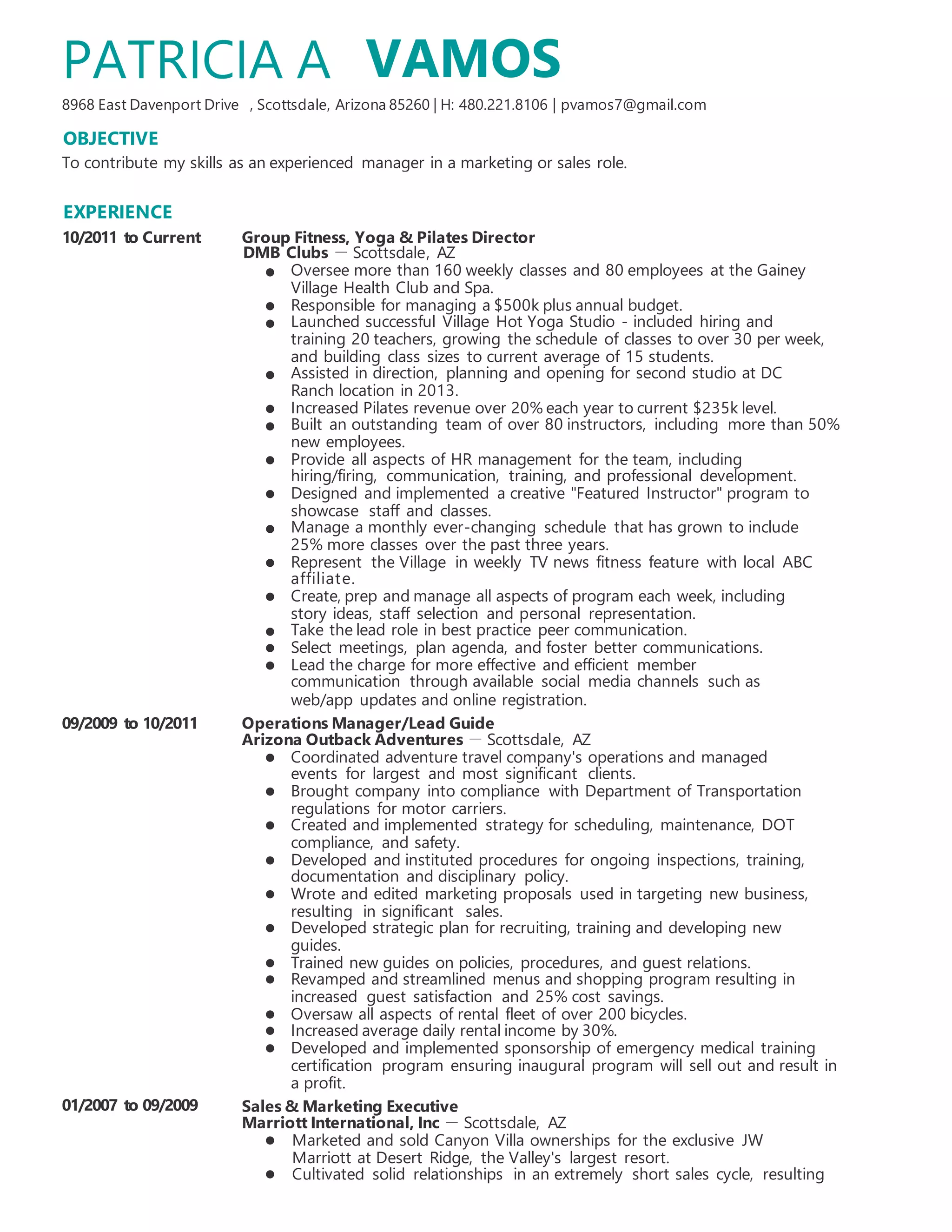 Patricia A Vamos - 2016 Resume - General | DOCX