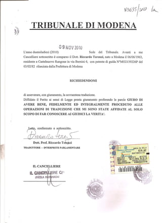 Italian Msc. Certificate | PDF