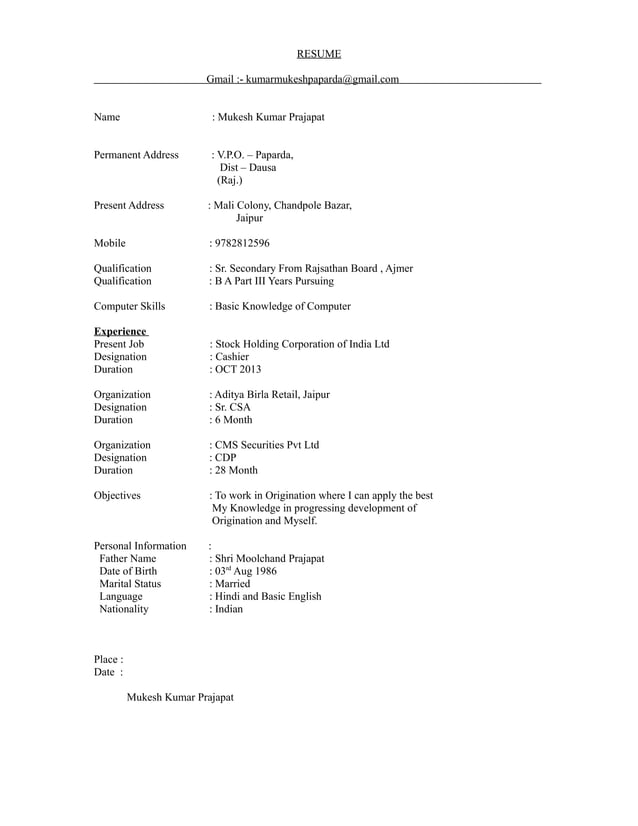 mukesh resume 2 (2) | DOC