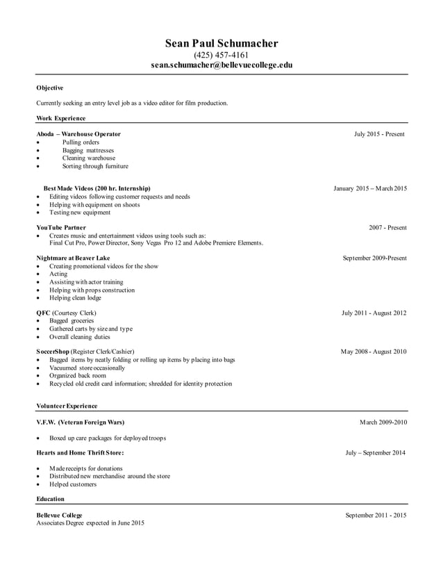 Sean's Resume 2015 (edited) | PDF