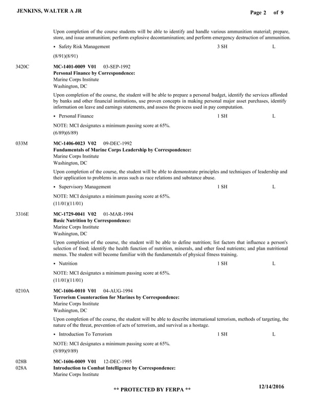 jenkins military JST transcript | PDF | Education