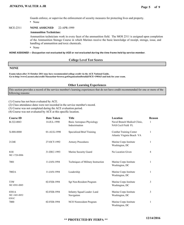 jenkins military JST transcript | PDF | Education