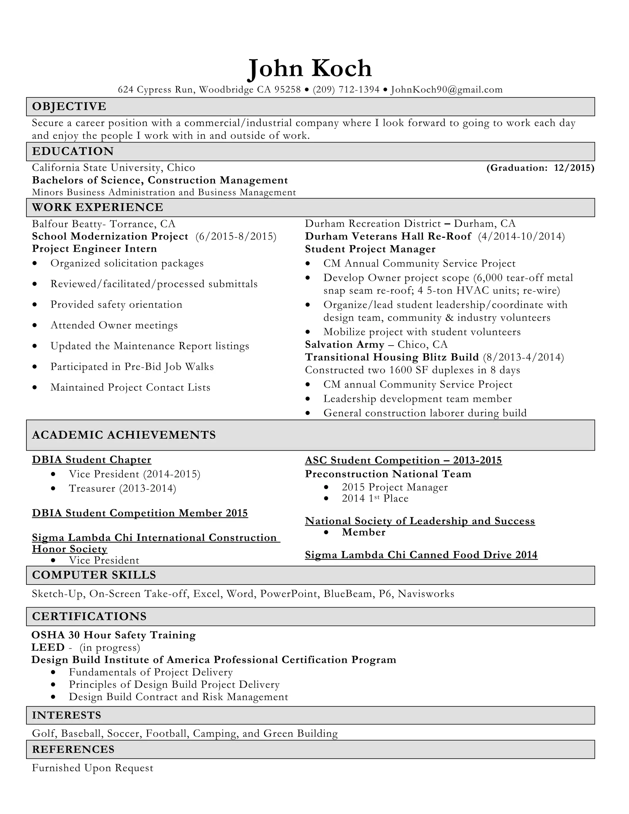 John R. Koch Resume | PDF