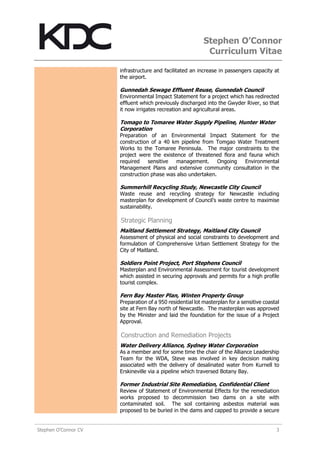 Stephen O'Connor - Curriculum Vitae - July 2016 | PDF