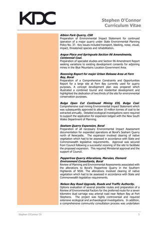 Stephen O'Connor - Curriculum Vitae - July 2016 | PDF