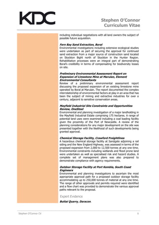 Stephen O'Connor - Curriculum Vitae - July 2016 | PDF