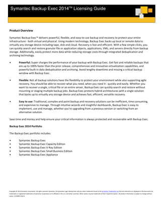 Symantec Backup Exec 2014 licensing guide | PDF