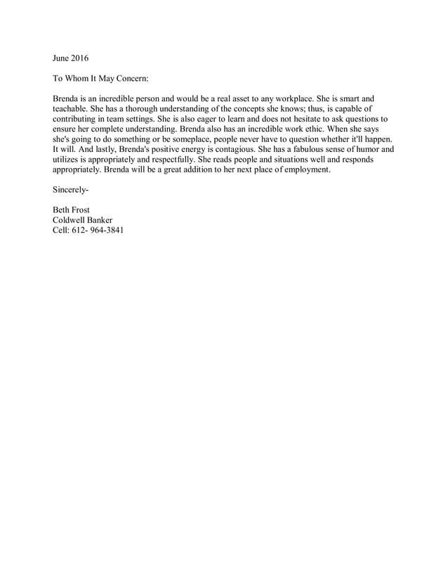 Letter of Recommendation - Beth Frost | PDF