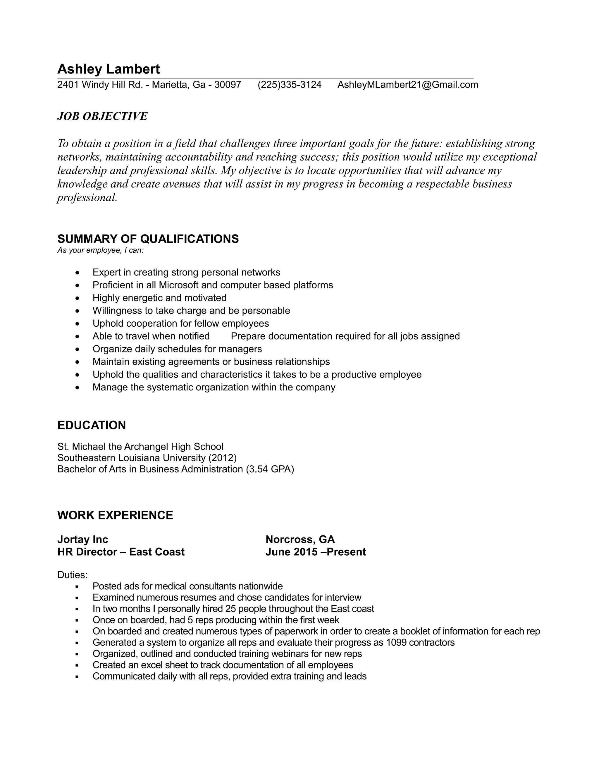 Ashley Lambert Resume' Final | PDF