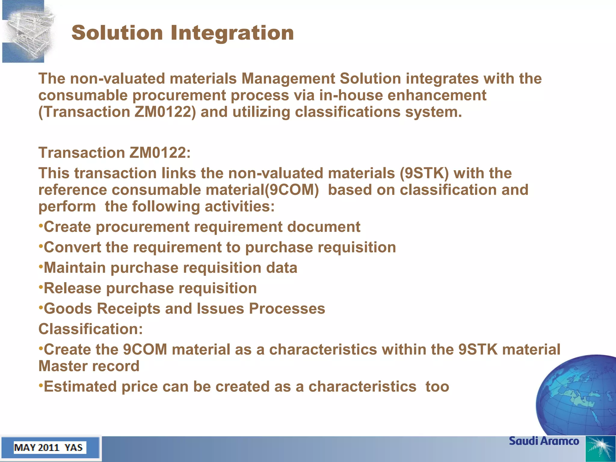 SCM Presentation-non valuated material | PPT