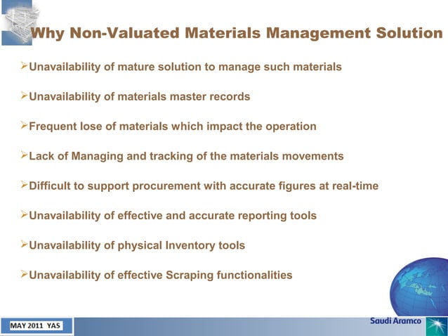 SCM Presentation-non valuated material | PPT