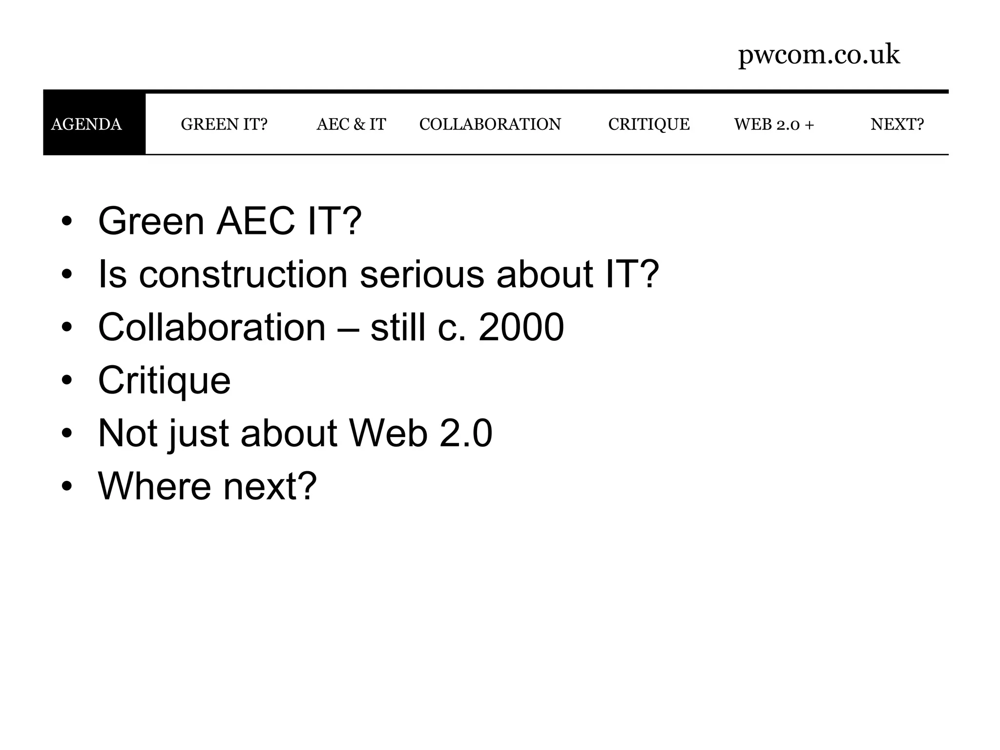 Web 2.0, sustainability and sharing AEC data | PPT