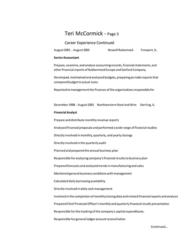 Teri McCormick | DOCX | Business Accounting & Finance | Business