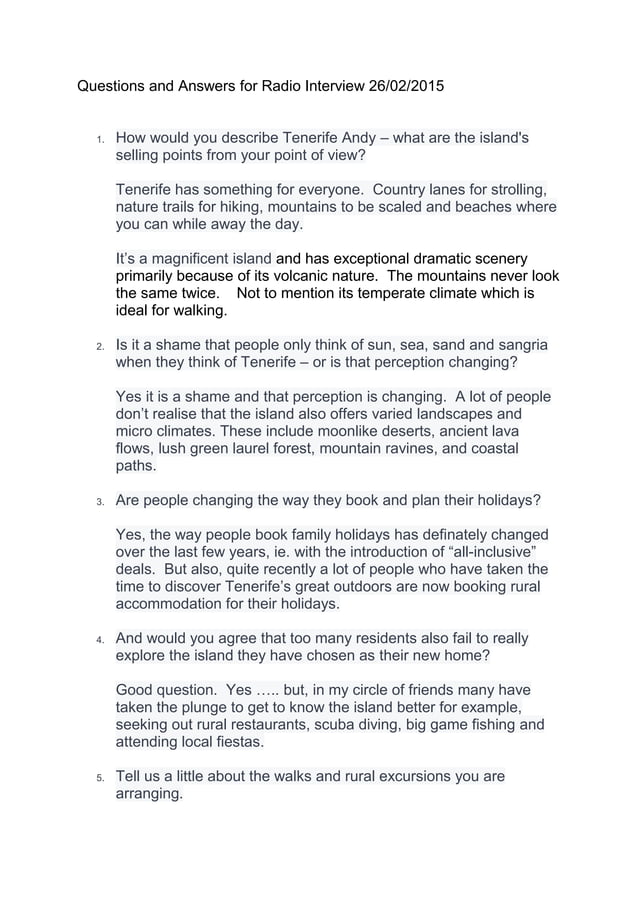 Notes for Radio Interview 26 | PDF