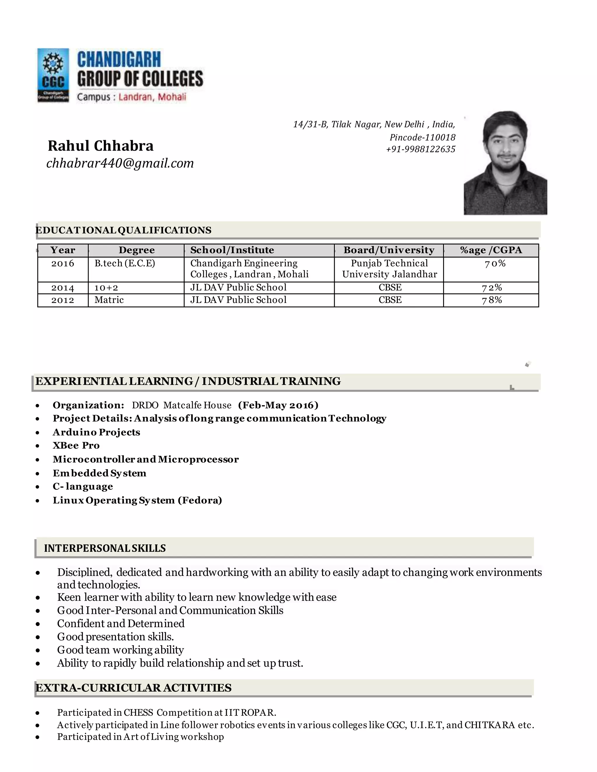 Resume Format 2016 | DOCX | College Education | Education