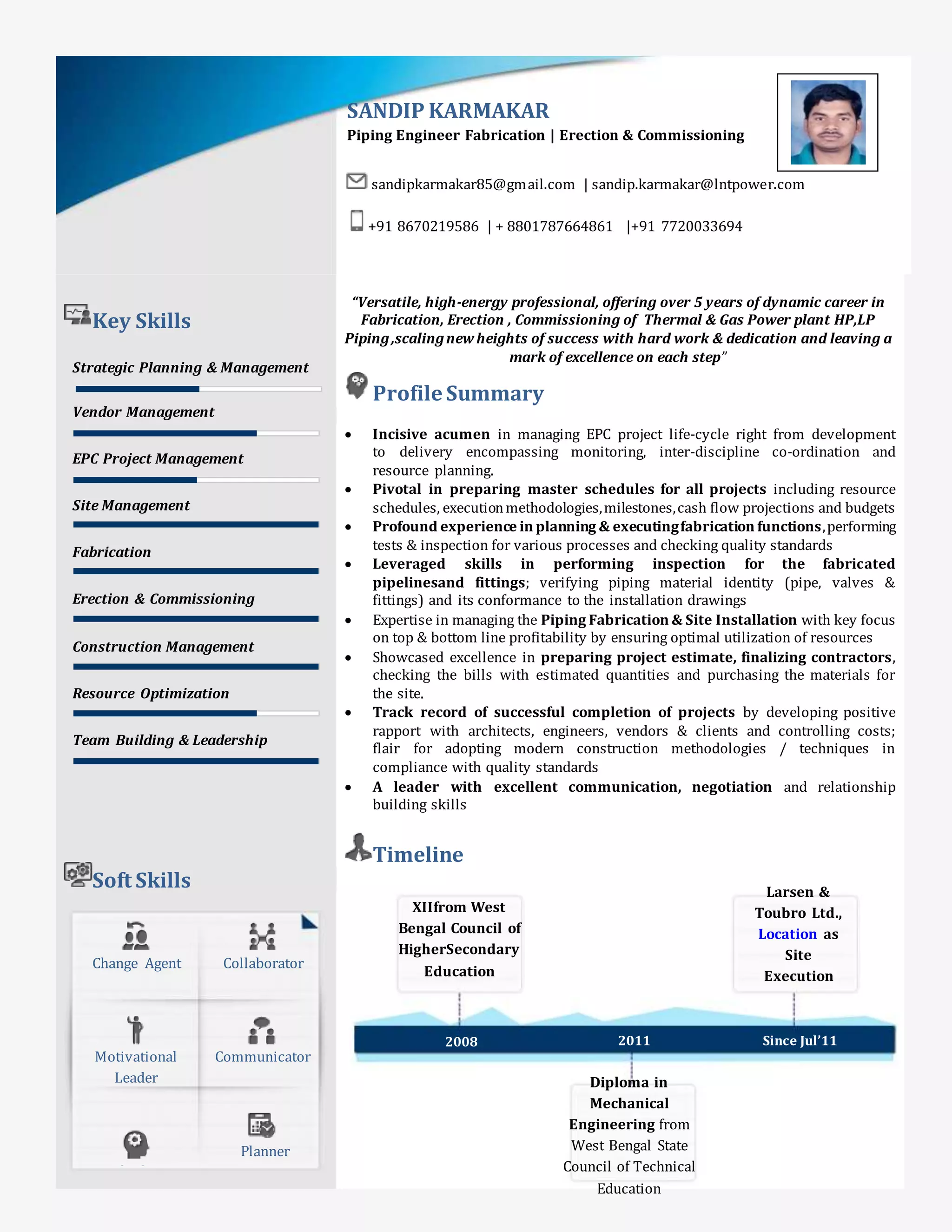 Piping Engineer CV -Sandip Karmakar | DOCX