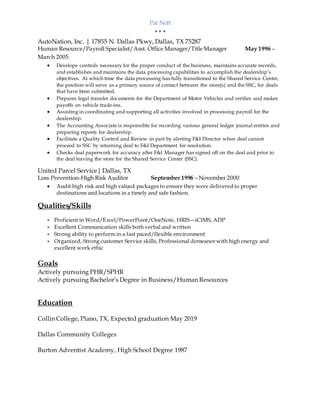 Pat Neff Resume | DOCX