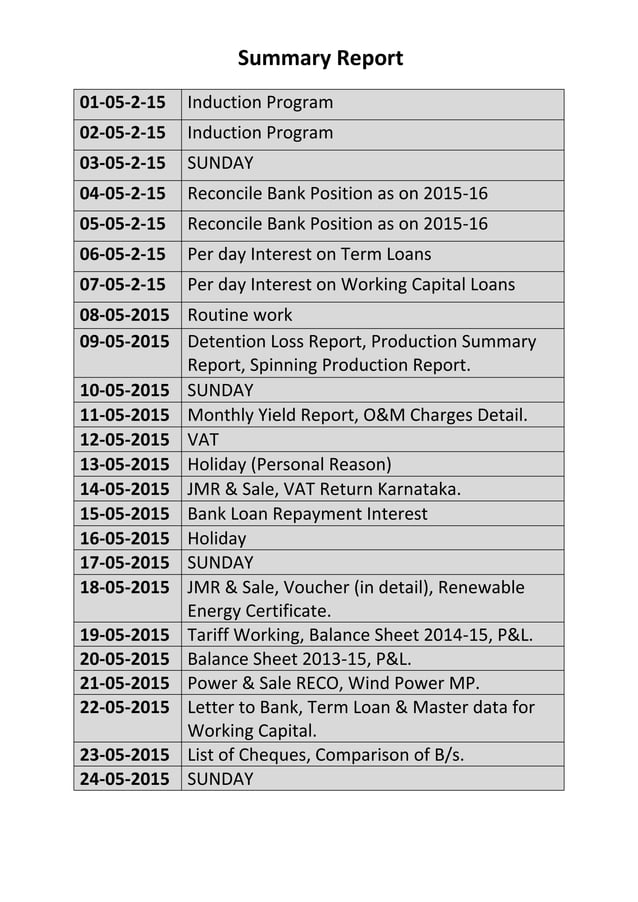 Summary Report | PDF | Business | Business and Finance