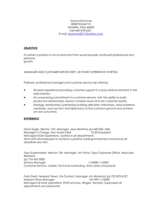 Donna's Resume 2013 | RTF