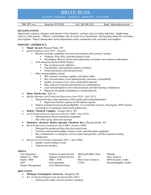 Brian Buss Resume 2016 | PDF