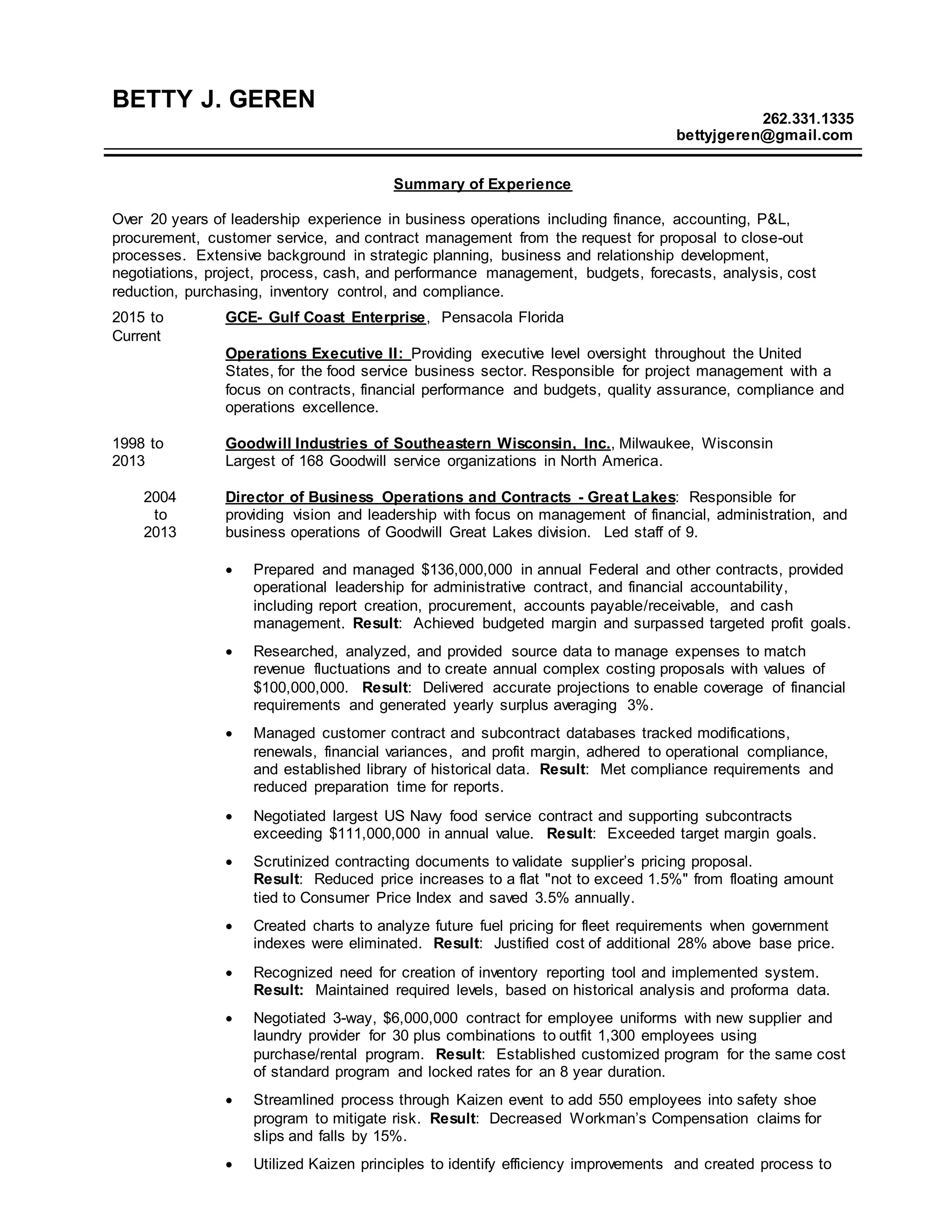 Resume Betty Geren | PDF