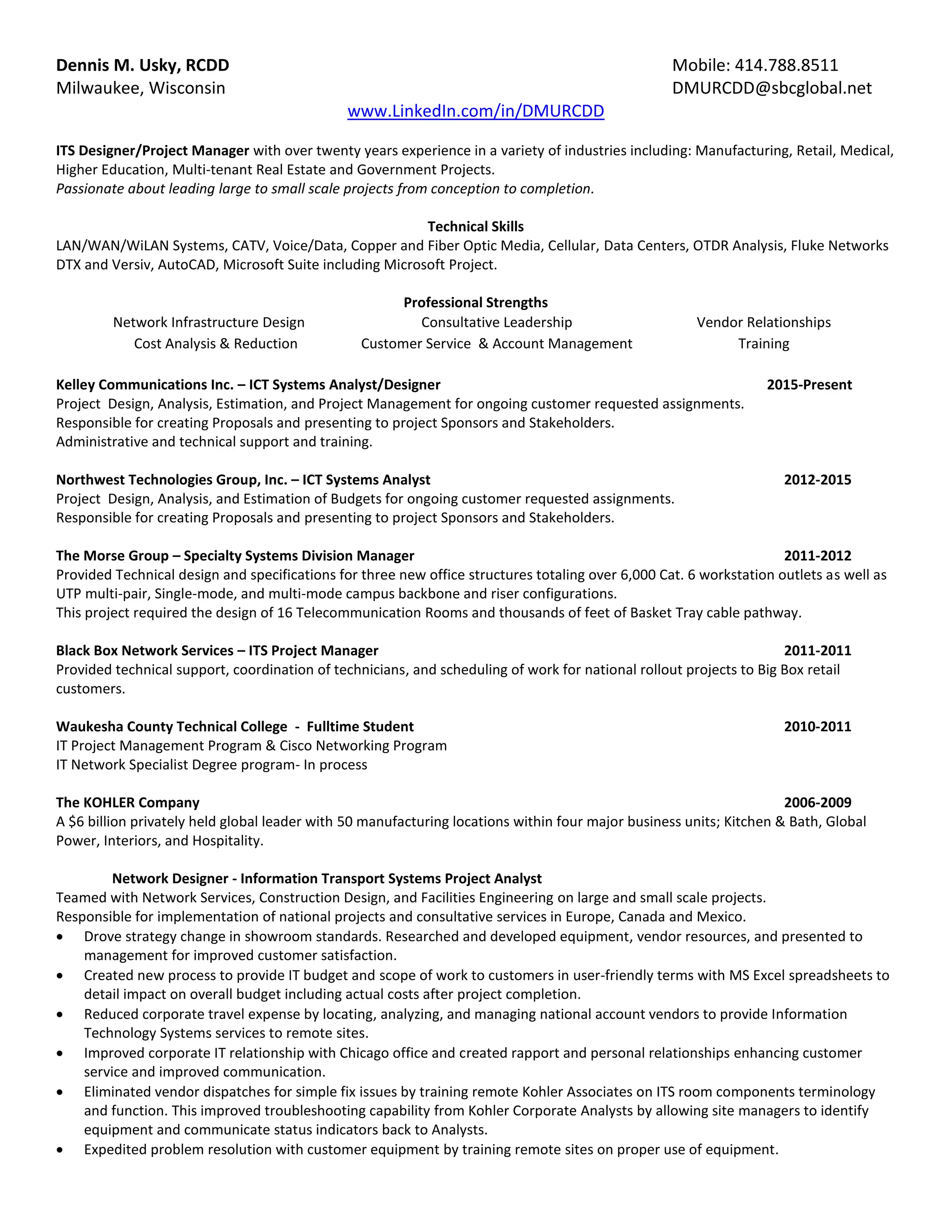 Dennis M. Usky resume 9-14-2015 | PDF